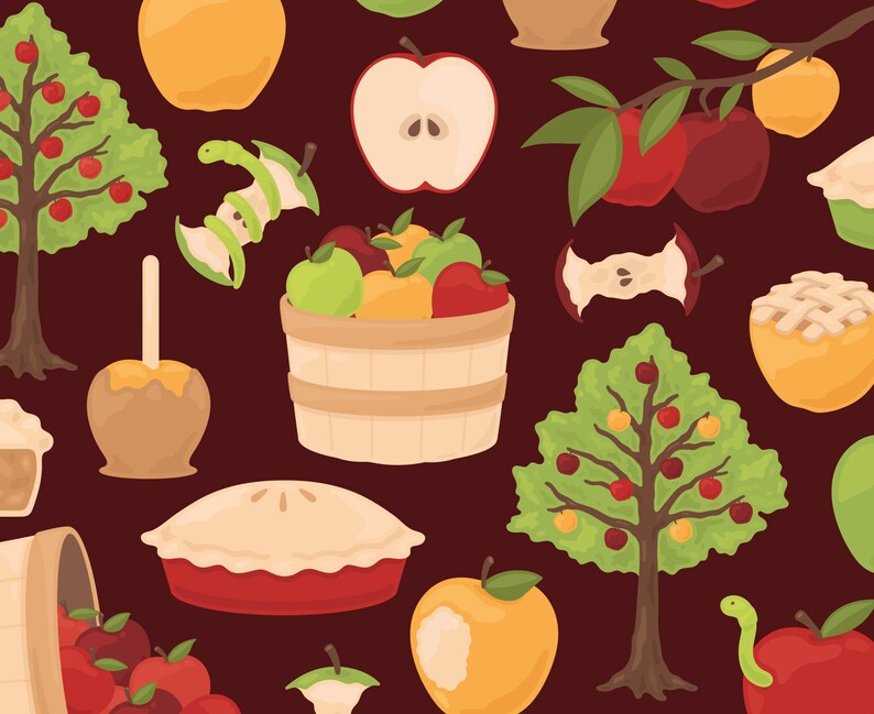 Apple Orchard Clipart Orchard Clipart Fruit Clipart Autumn - Etsy