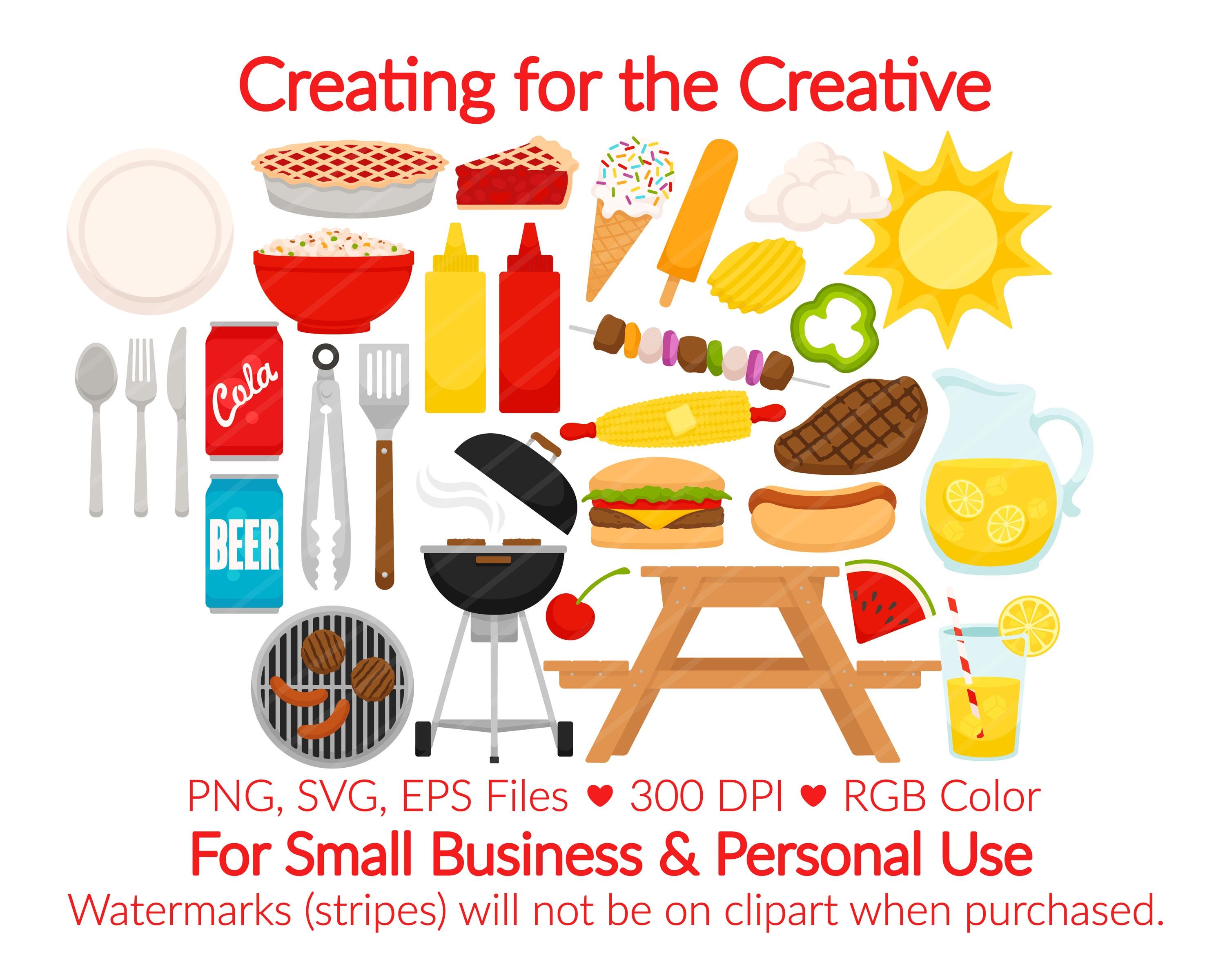 Backyard Barbecue Clipart - BBQ Grilling SVG Clip Art, Summer Cooking ...