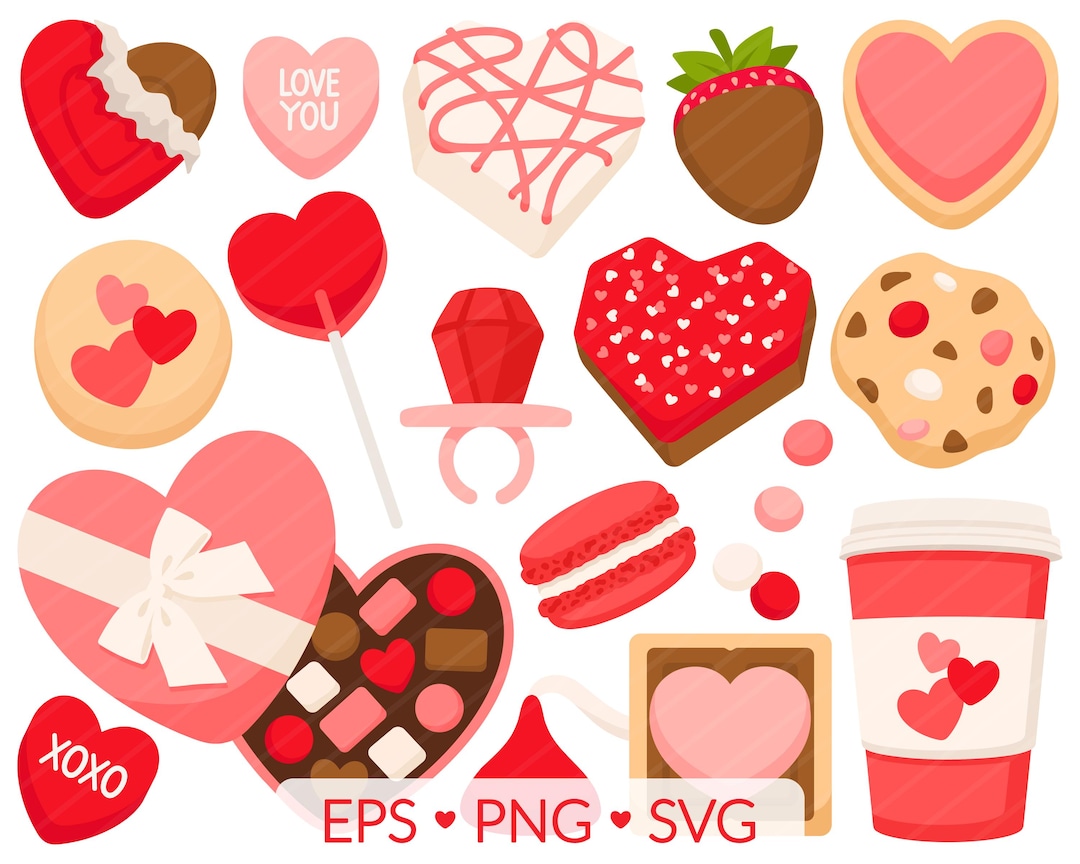 Valentine Treat Clipart – Sweets, Coffee, and Chocolates (PNG, SVG, EPS ...
