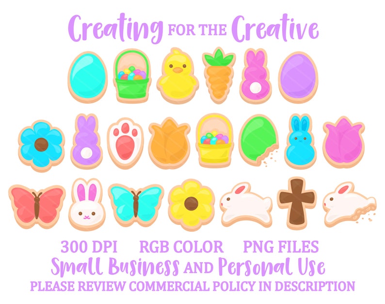 Easter Cookie PNG Clipart – Bunny, Chick, Egg, Spring Baking Digital ...