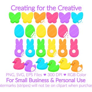 Easter Marshmallow Clipart - SVG, PNG, EPS Images - Bunny Duck Chick ...