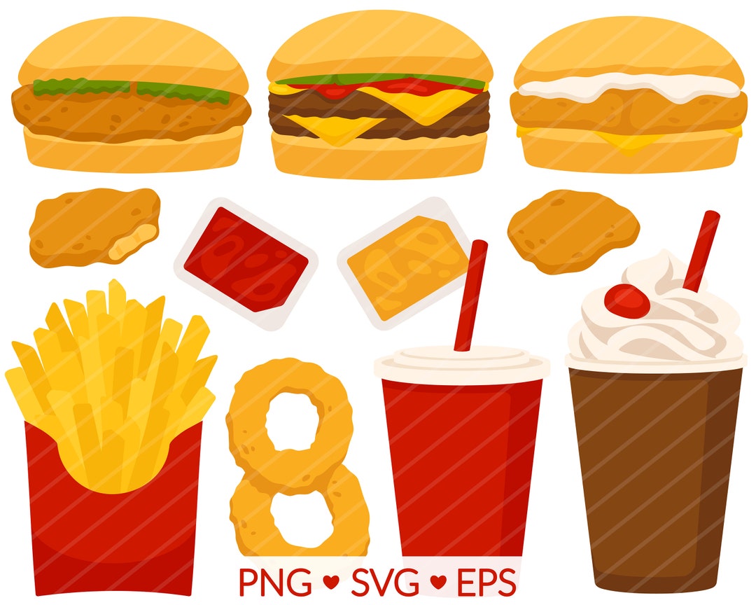 Fast Food Clipart - SVG, PNG, EPS Images - Chicken Nuggets Fries ...