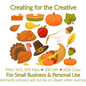 Thanksgiving Clipart - SVG, PNG, EPS Images - Turkey Clipart, Pilgrim ...