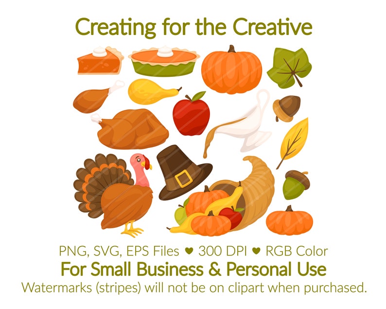 Thanksgiving Clipart – PNG, SVG, EPS Images - Fall Harvest Turkey ...