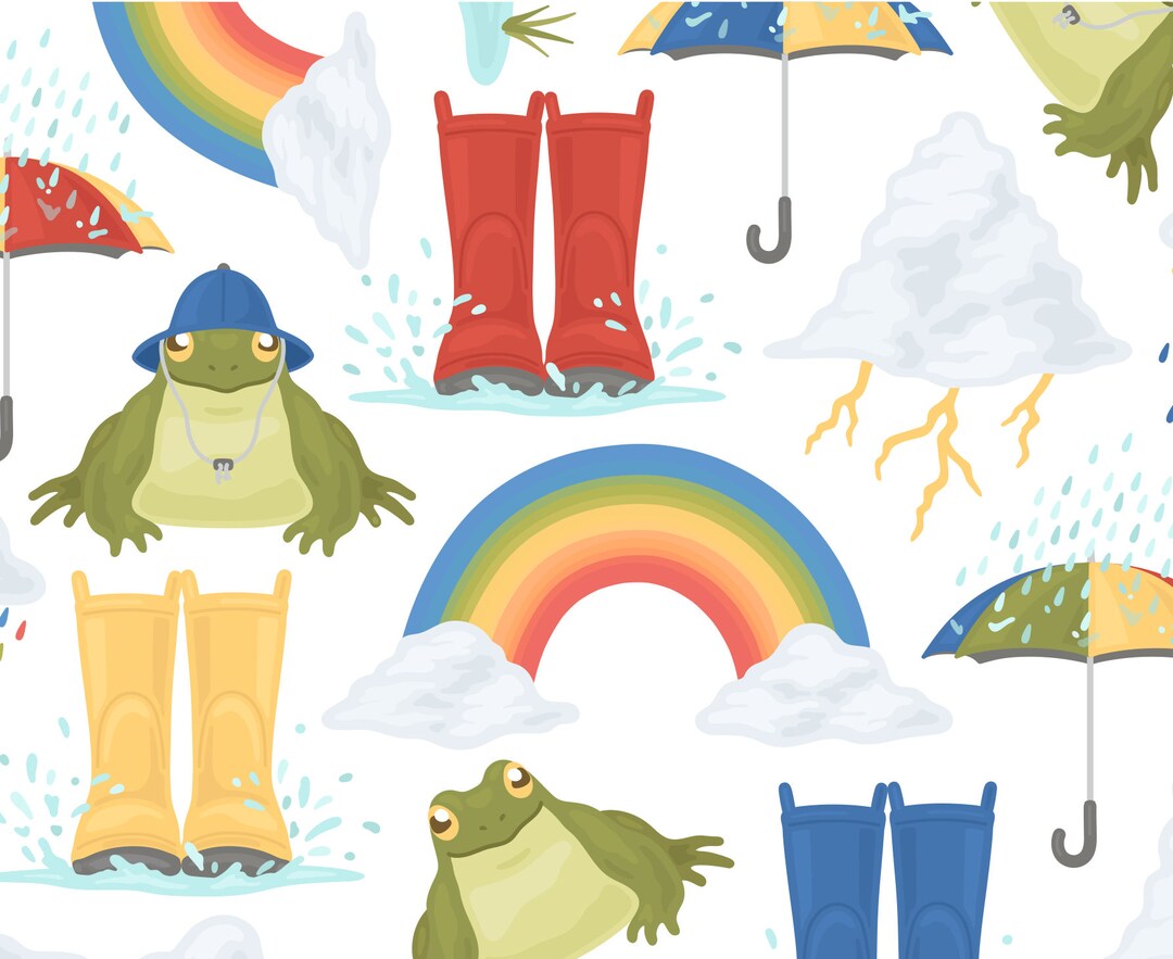 Rainy Day Spring Clipart, April Showers Clip Art, Frog Clipart, Rain ...