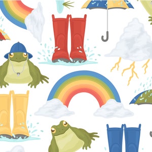 Rainy Day Spring Clipart, April Showers Clip Art, Frog Clipart, Rain ...