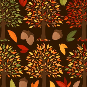 Colorful Autumn Fall Tree Clipart - Acorn Forest Thanksgiving Halloween ...