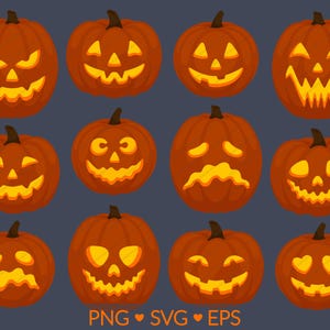 Halloween Jack O Lantern Clipart SVG, PNG, EPS Images Pumpkin Carving ...