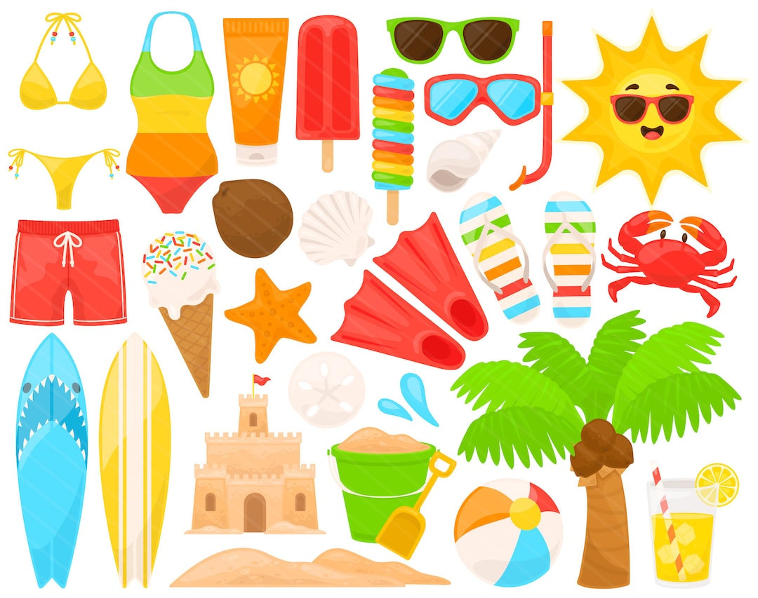 Beach Day PNG Clipart Swimsuit Ice Cream Summer Fun Palm - Etsy
