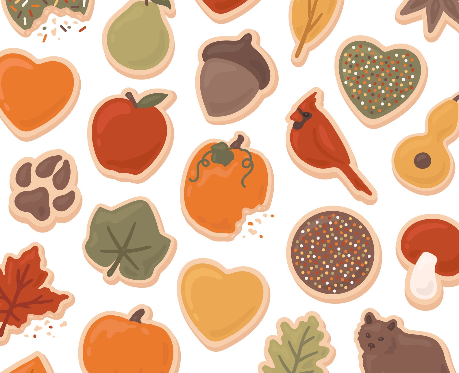Autumn Cookie Clipart Fall Baking Dessert Pumpkin Leaf - Etsy