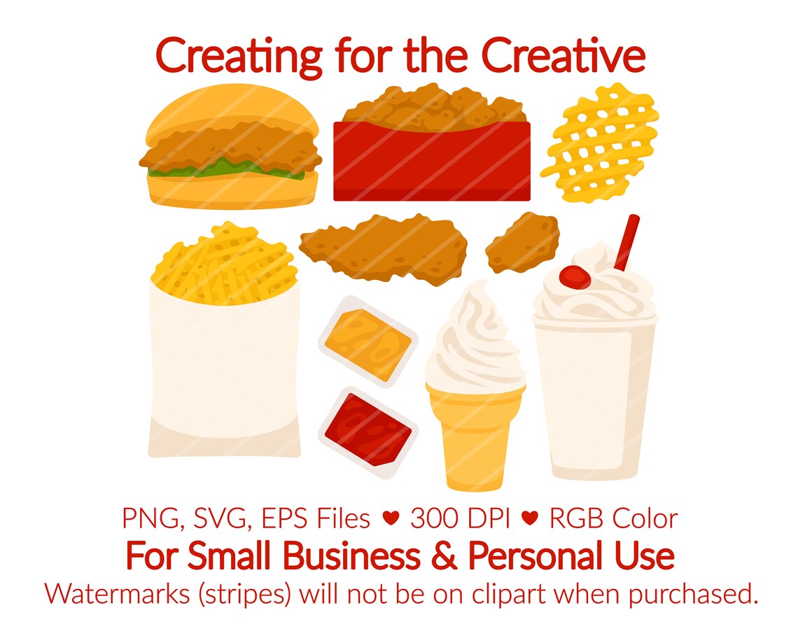Fast Food Chicken Clipart - SVG, PNG, EPS Images - Chicken Nuggets ...