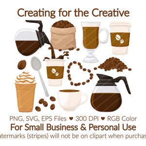 Coffee Clipart SVG, PNG, EPS Images Coffee Bean Clipart, Frappuccino ...