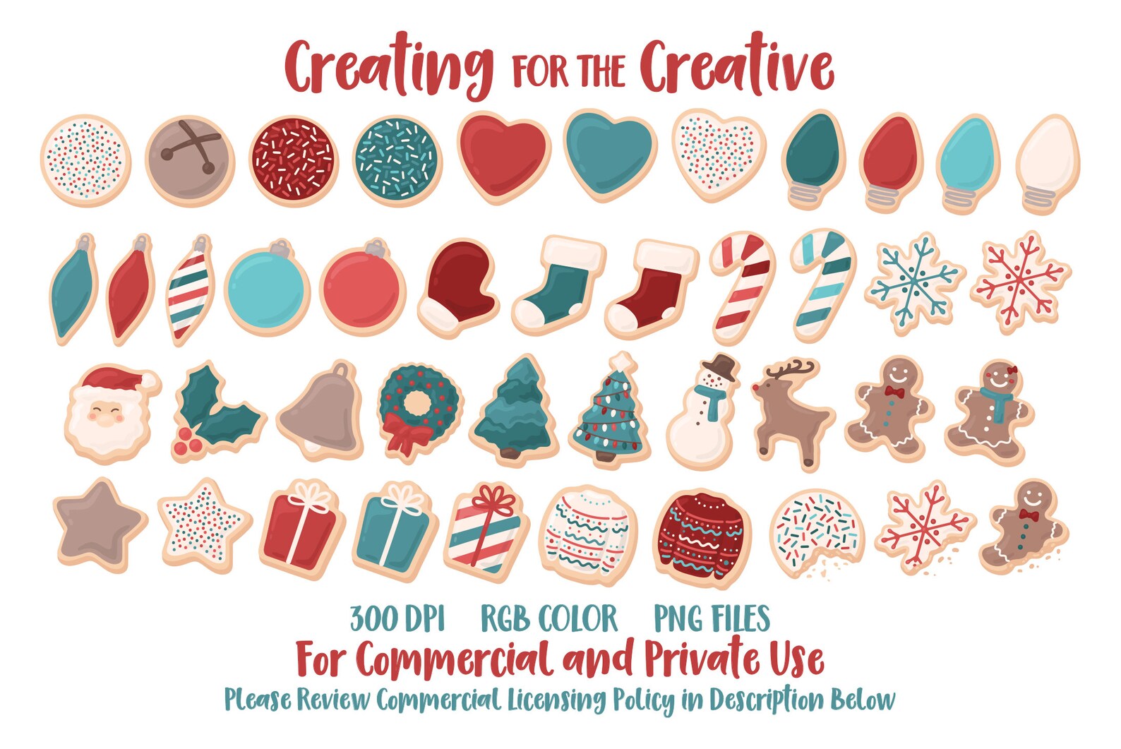 Blue Christmas Cookie Clipart Santa Clipart Snowman Clipart - Etsy