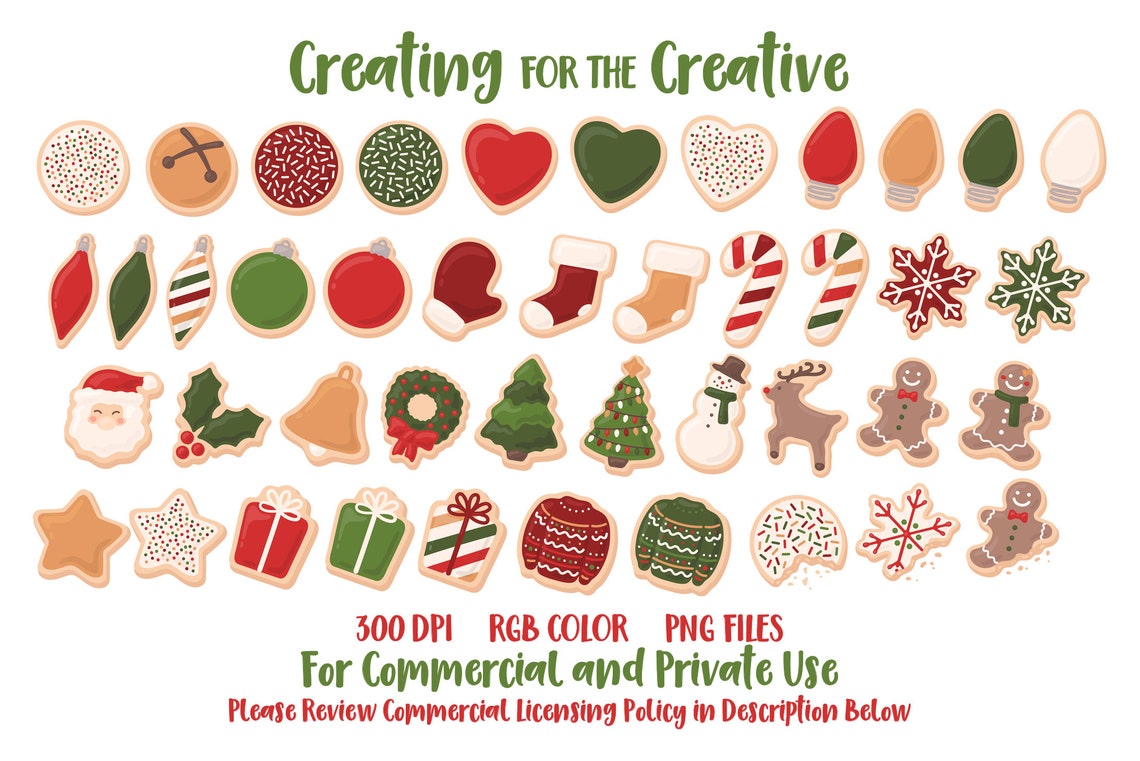 Woodsy Christmas Cookie Clipart Santa Clipart Snowman - Etsy