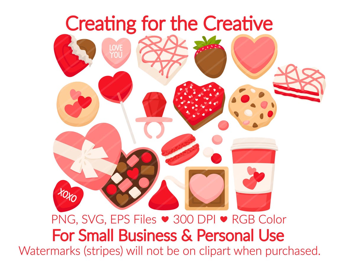 Valentine Treat Clipart – Sweets, Coffee, and Chocolates (PNG, SVG, EPS ...