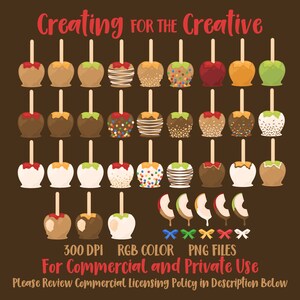 Autumn Caramel Apple Clipart - Candy Apple Dessert Fruit Treat Fall ...