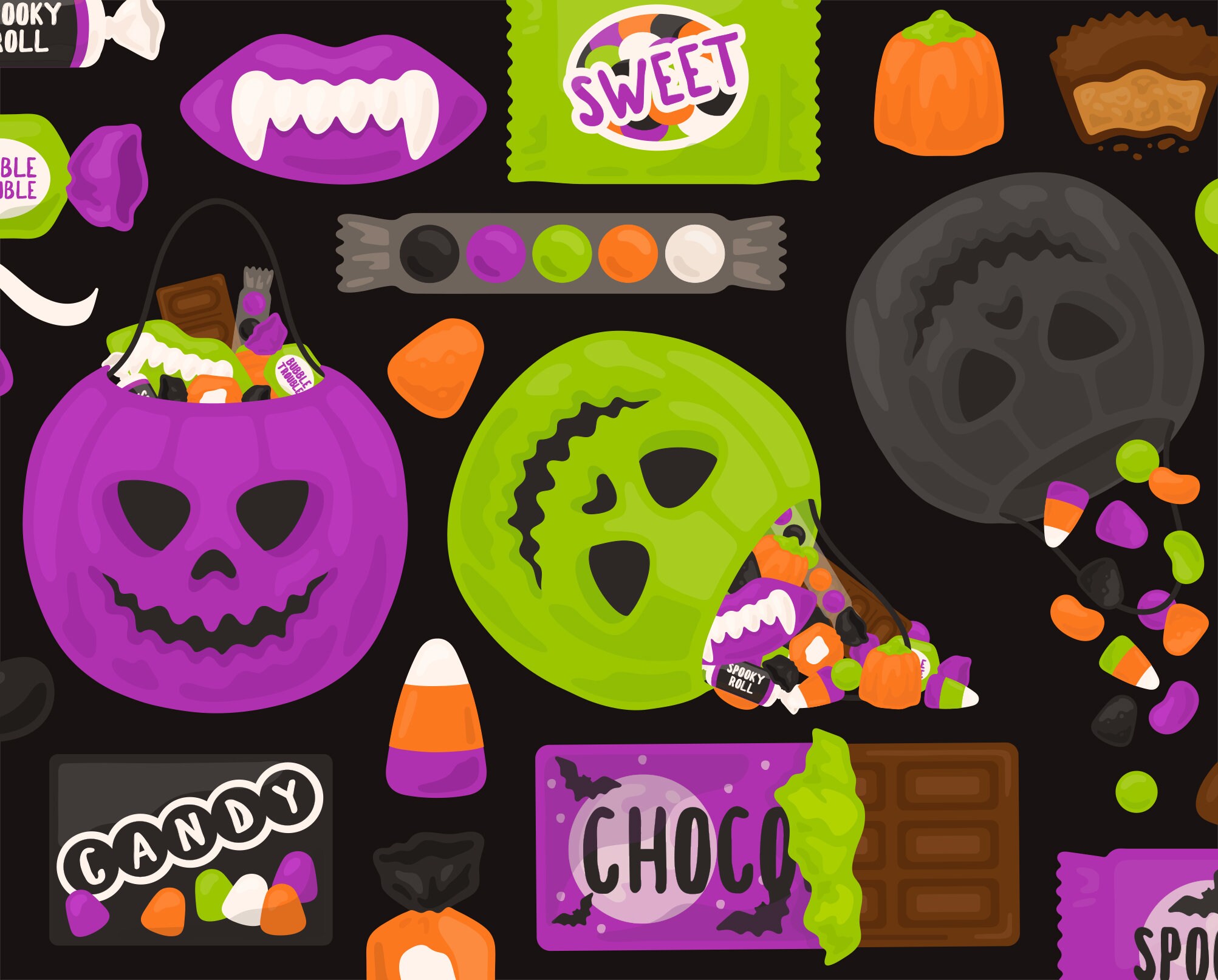 Halloween Candy Trick or Treat Clipart Candy Bar Chocolate - Etsy