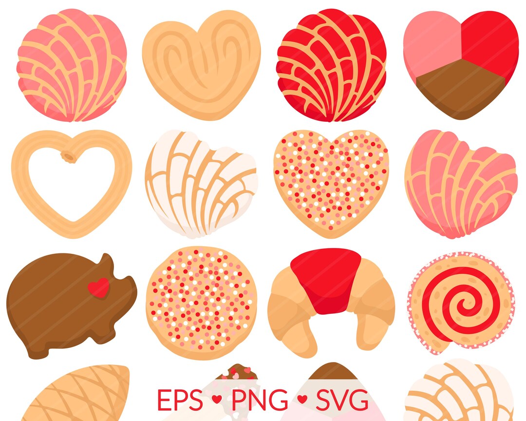 Valentine Pan Dulce Clipart – Mexican Bakery Designs (PNG, SVG, EPS) - Etsy