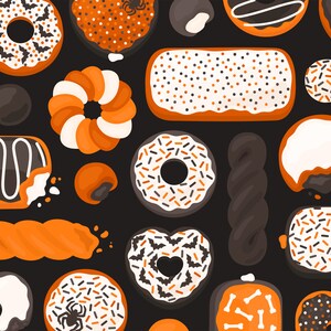 Spooky Halloween Donut Clipart Spider Bat Cruller Breakfast | Etsy