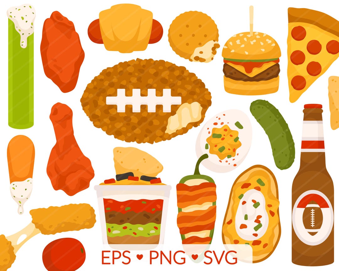 Appetizer Clipart - SVG, PNG, EPS Images - Football Tailgate, Chicken ...