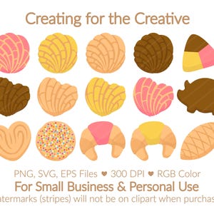 Pan Dulce Clipart SVG, PNG, EPS Images Mexican Bakery Clip Art, Concha ...