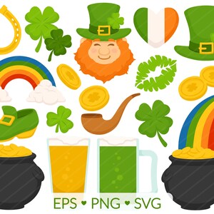 St. Patrick's Day Clipart - SVG, PNG, EPS Images - Clover Shamrock ...