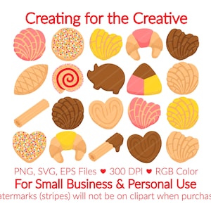 Pan Dulce Clipart - SVG, PNG, EPS Images - Mexican Bakery Baked Goods ...