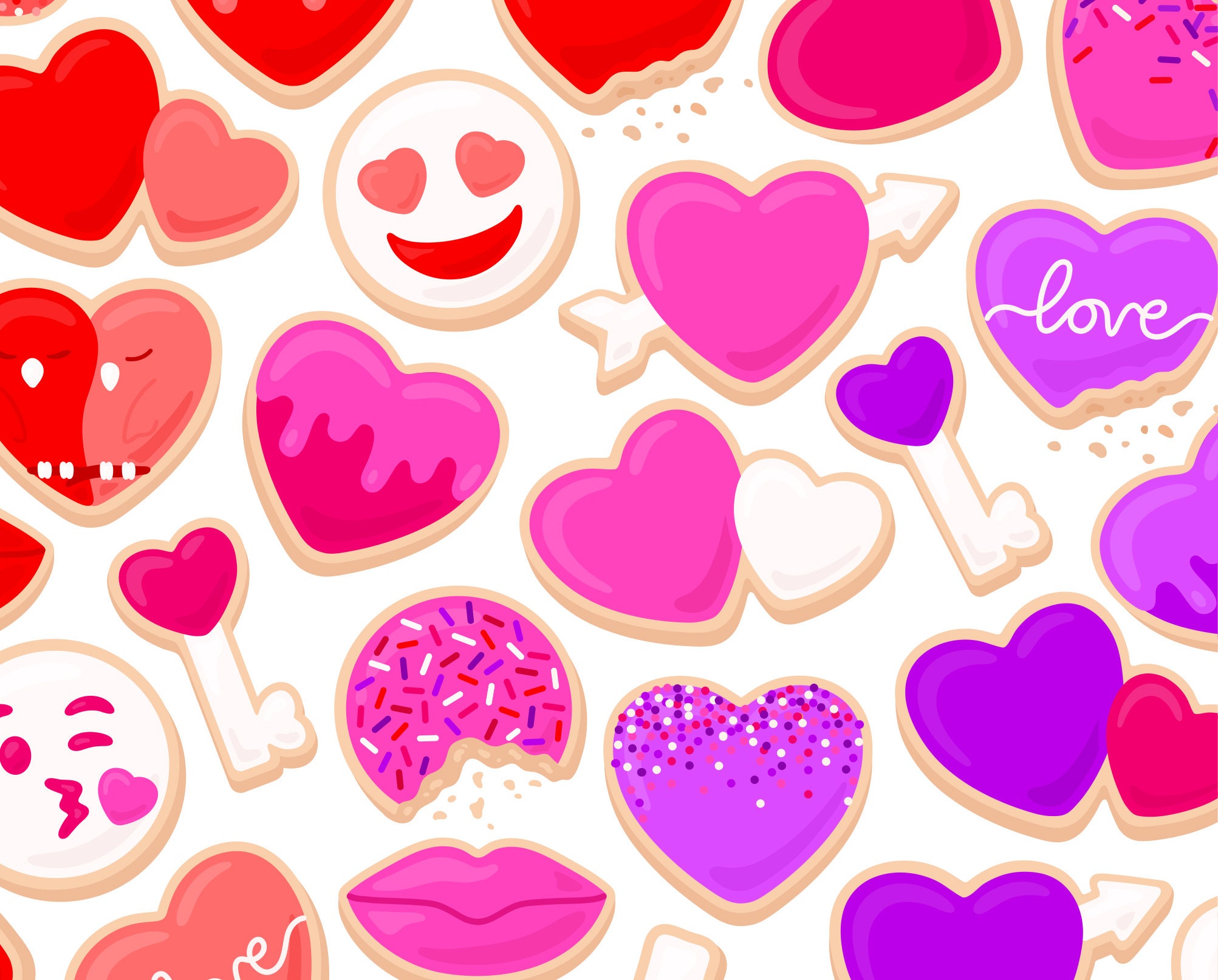 Valentine Heart Cookie Clipart Valentines Day Clipart Heart - Etsy 日本