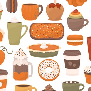 Autumn Desserts and Drinks Clipart, Fall Clipart, Pumpkin Spice Clipart ...