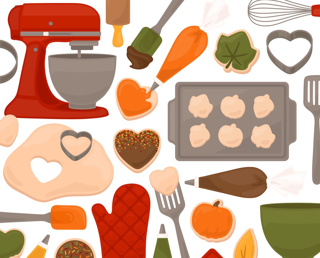 Autumn Cookie Baking Clipart - Mixer Frosting Icing Spatula Whisk Fall ...