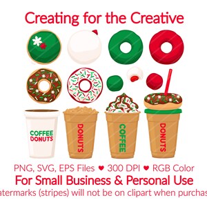 Christmas Dunk Donut Coffee Clipart SVG, PNG, EPS Images Christmas ...