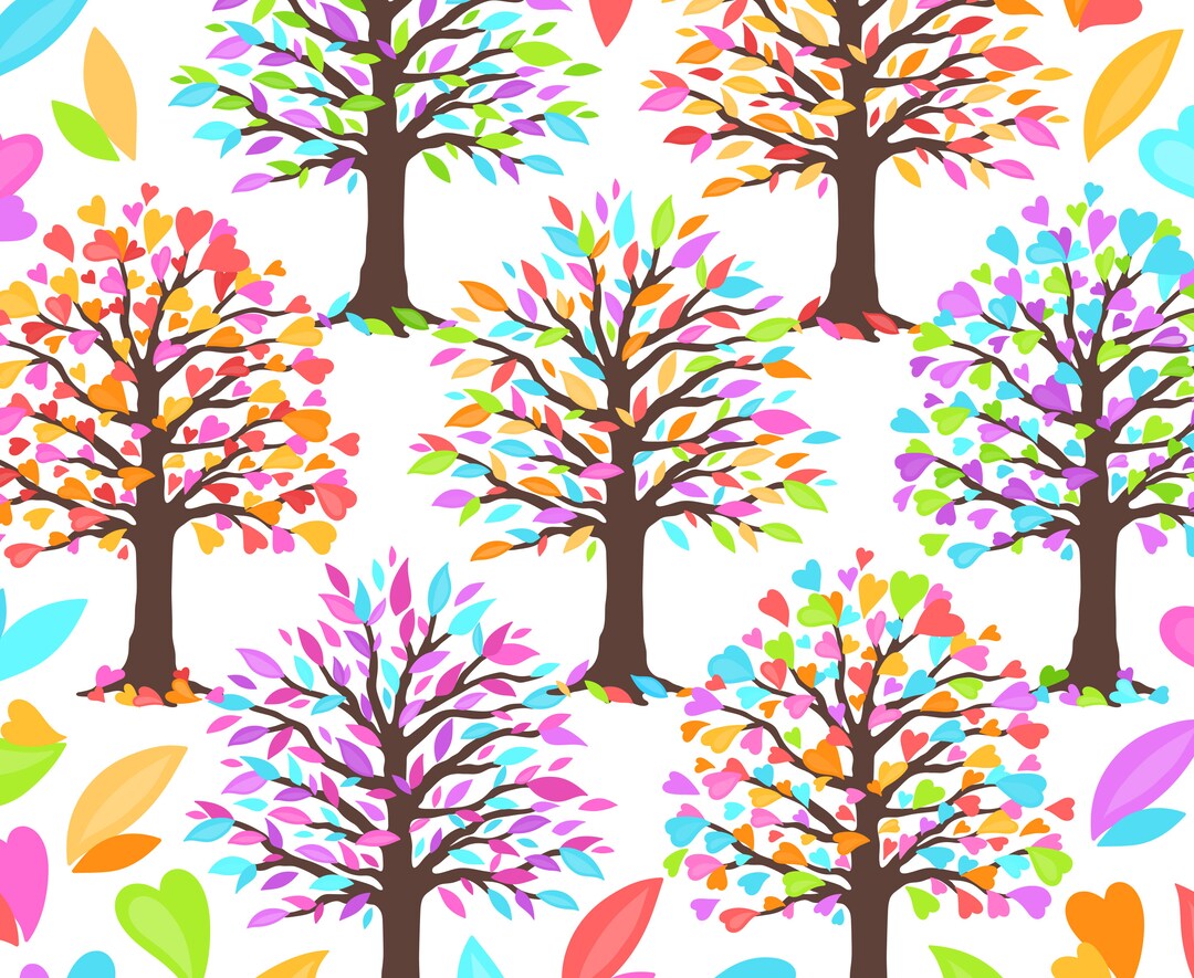 Rainbow Valentine Tree Clipart, Colorful Nature Clip Art, Heart Leaf ...