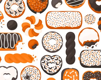 Halloween Donut Clipart Spider Bat Cruller Breakfast Pastry | Etsy