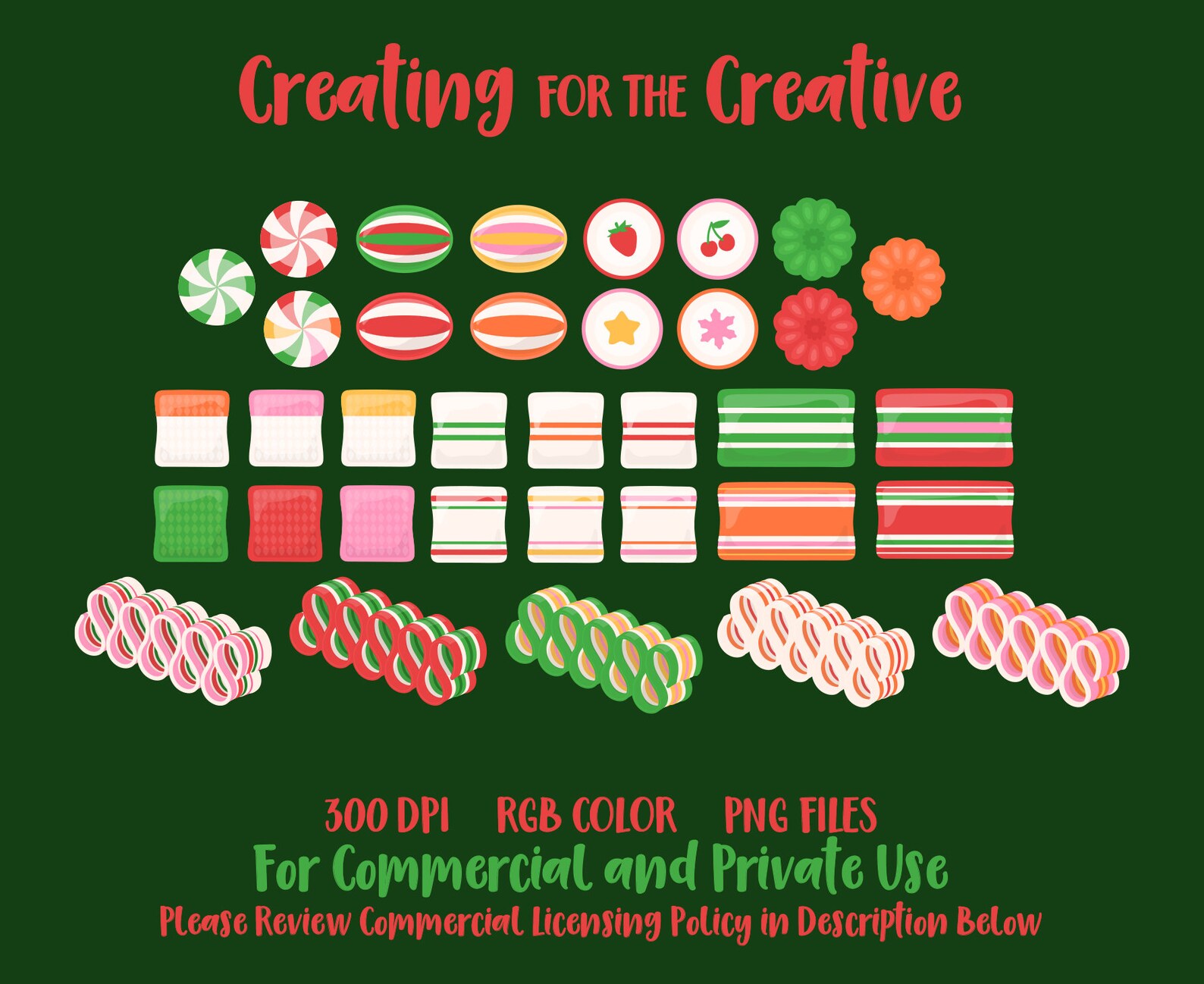 Colorful Old Fashioned Christmas Candy Clipart Ribbon Candy | Etsy