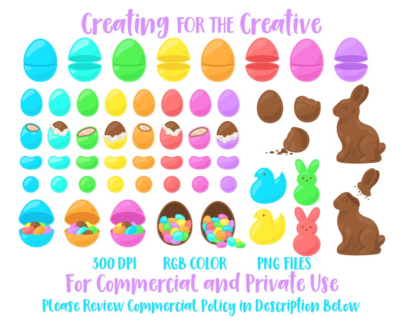 Bright Easter Candy Clipart Easter Bunny Clipart Chocolate | Etsy