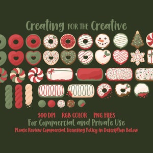 Christmas Donut Clipart, Holiday Clipart, Pastry Clipart, Dessert ...