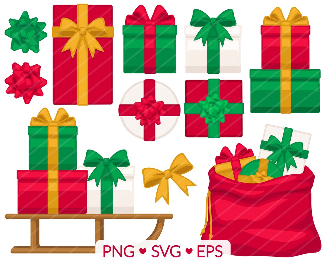 Christmas Present Clipart SVG, PNG, EPS Images Holiday Gift, Santa's ...