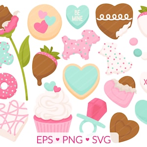 Valentine's Day Treat Clipart – Teal Pink Sweets & Candies, SVG, PNG ...