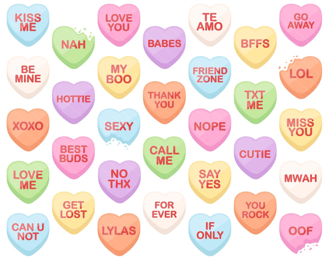Conversation Heart PNG Clipart Regenbogen Pastell Valentinstag Candy ...