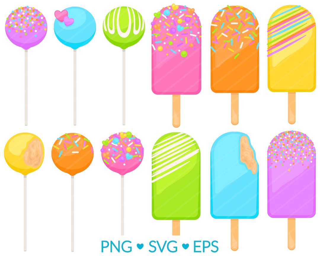 Rainbow Cake Pop Clipart SVG, PNG, EPS Images Cakesicle Clip Art ...