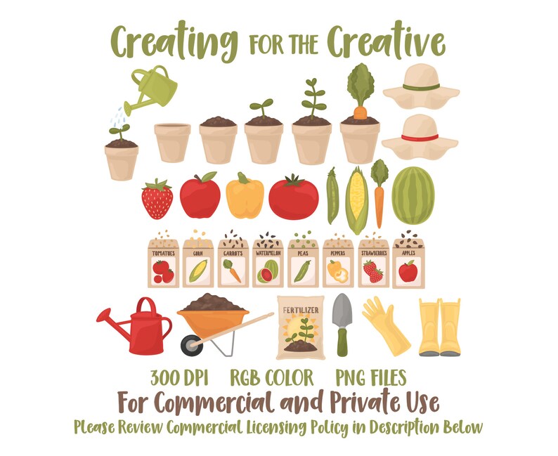 Vegetable Garden Clipart Spring Summer Garden Clip Art Plant - Etsy