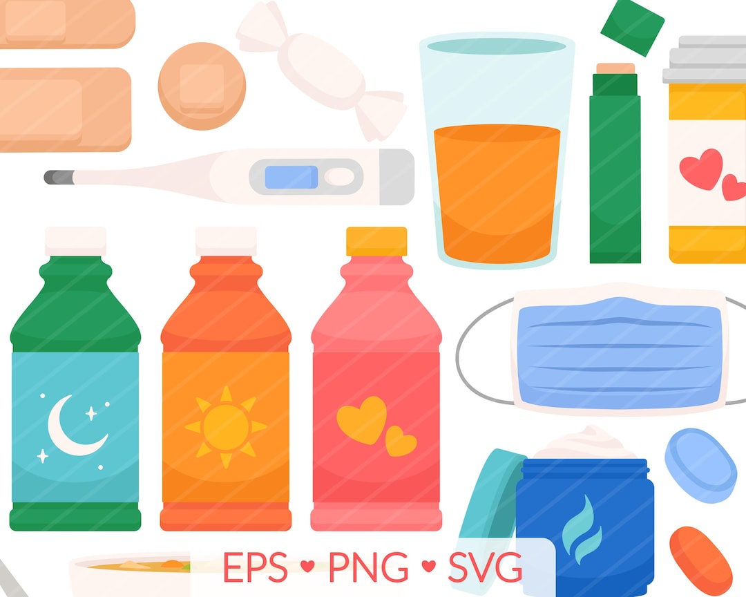 Sick Day Clipart- SVG, PNG, EPS Images - Medicine Illness Doctor's ...
