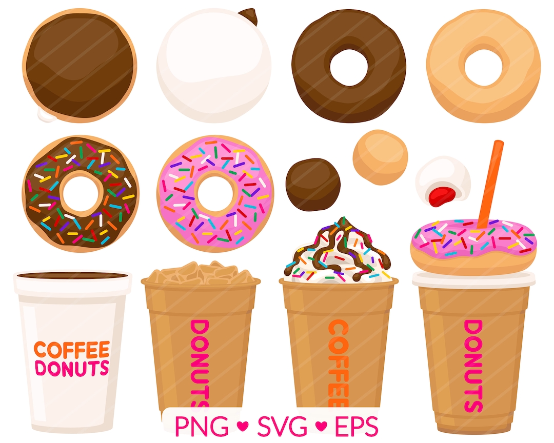 Dunk Donut Coffee Clipart SVG, PNG, EPS Images Frappuccino Clip Art ...
