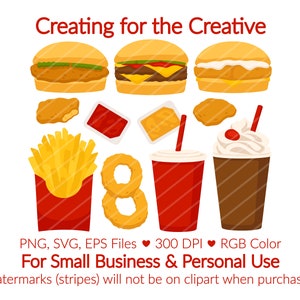 Fast Food Clipart - SVG, PNG, EPS Images - Chicken Nuggets Fries ...