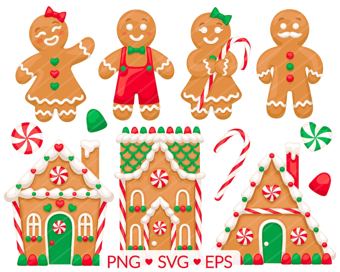 Gingerbread House Clipart - SVG, PNG, EPS Images - Gingerbread Man Girl ...