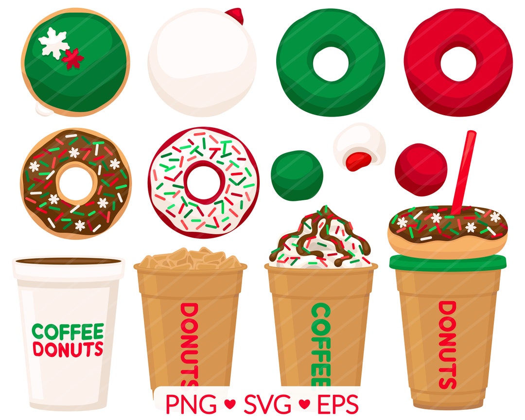 Dunk Donut Coffee Clipart Images SVG PNG EPS Noël Frappe - Etsy France