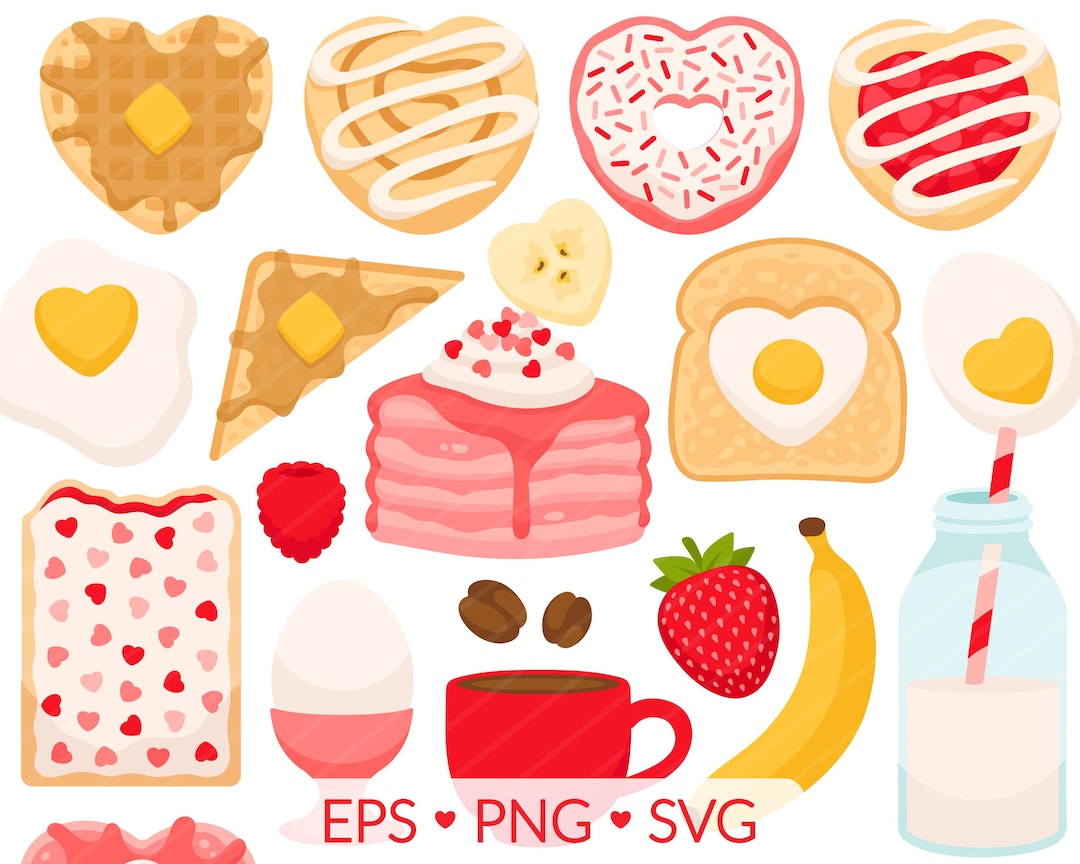 Valentine Breakfast Clipart - SVG, PNG, EPS Images - Valentine's Day ...