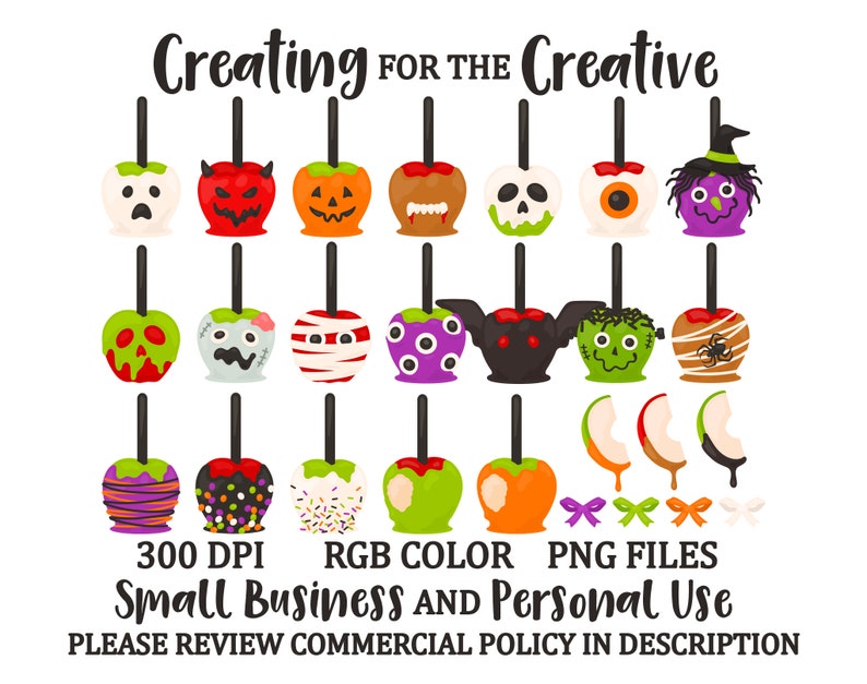 Halloween Caramel Apple PNG Clipart – Spooky Monster Candy Apples ...
