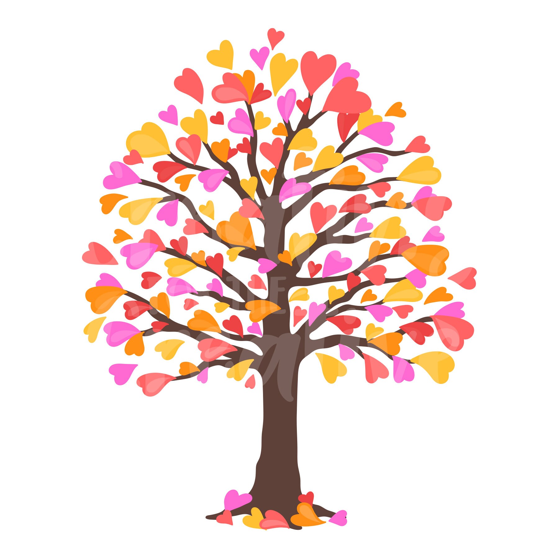 Rainbow Valentine Tree Clipart Colorful Nature Clip Art - Etsy