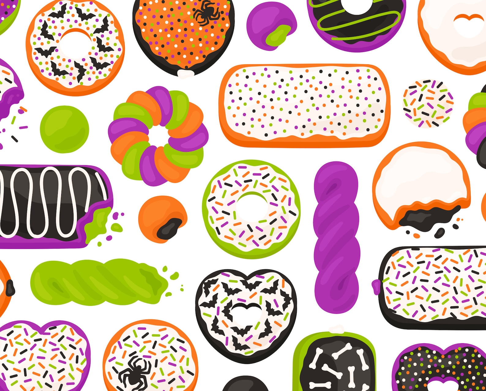 Halloween Donut Clipart Spider Bat Cruller Breakfast Pastry | Etsy